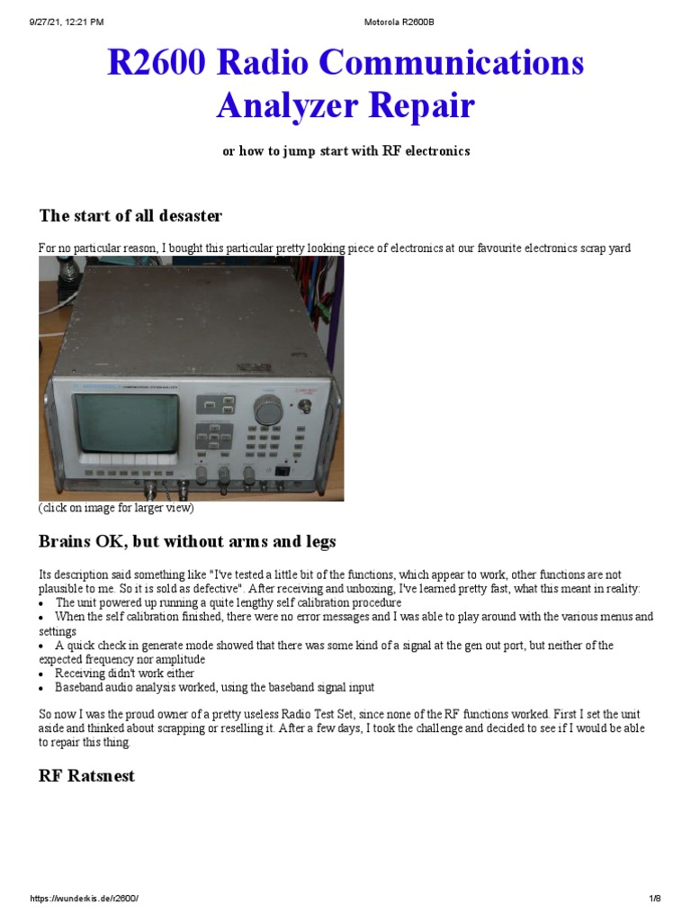 R2600 Radio Communications Analyzer Repair: The Start of All Desaster ...