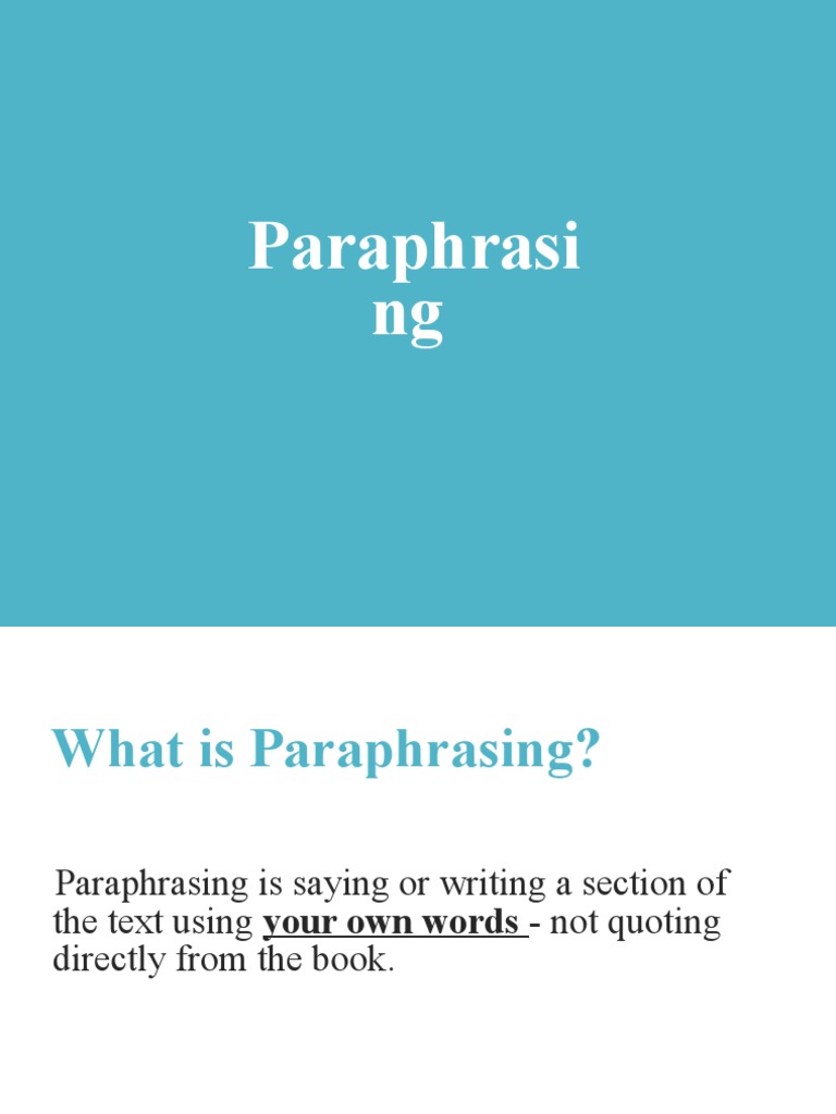 Paraphrasing | PDF | Verb | Sentence (Linguistics)