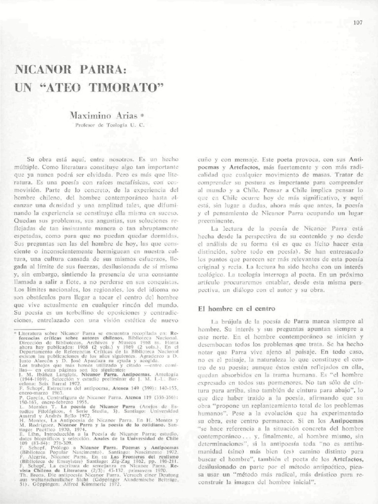 n237 - 107 - Parra-Ateo Timorato | PDF | Verdad | Poesía