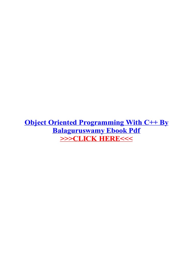 Object Oriented Programming With C By Balaguruswamy Ebook Pdf Pdf