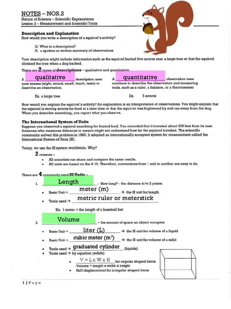 Teacher Notes - Nos Measurement Scientific Tools | PDF