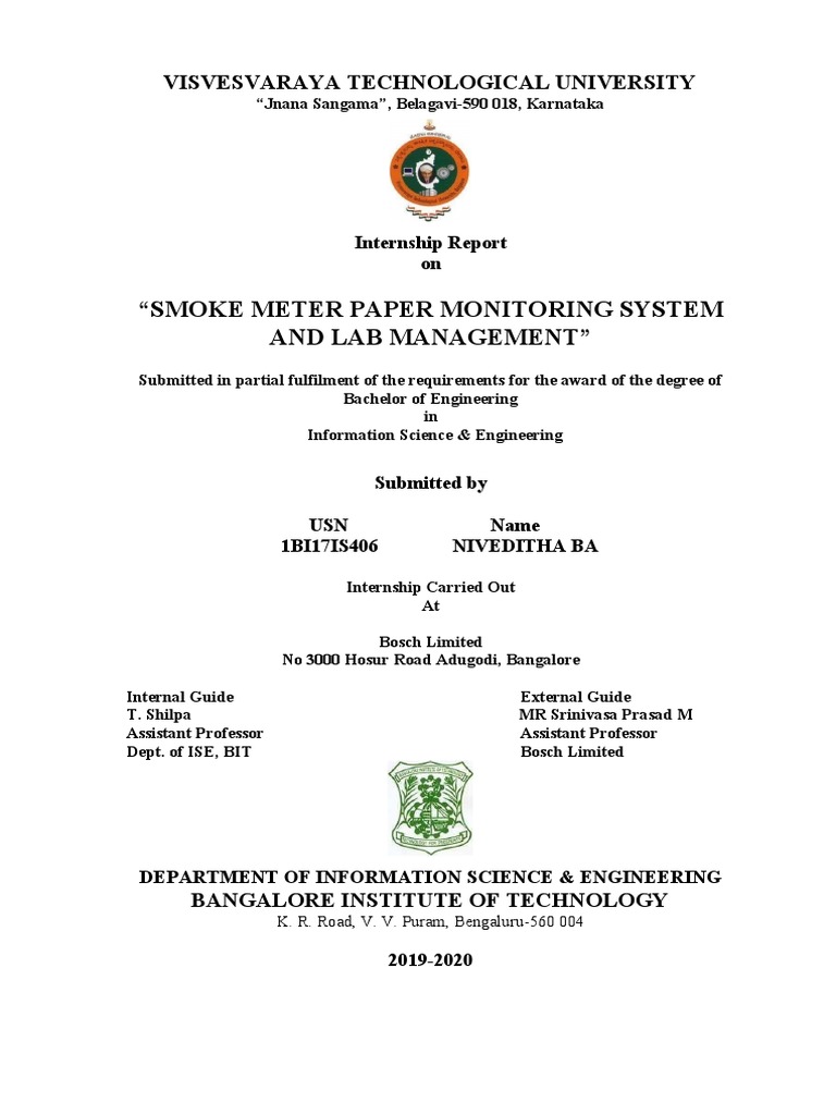 Niveditha Front Page Internship | PDF | Academic Degree | Vocational ...