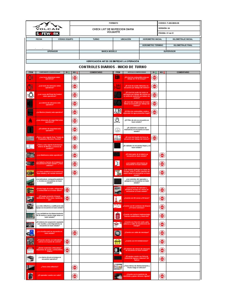 Check List Diario para Volquetes | PDF | Neumático | Vehículos