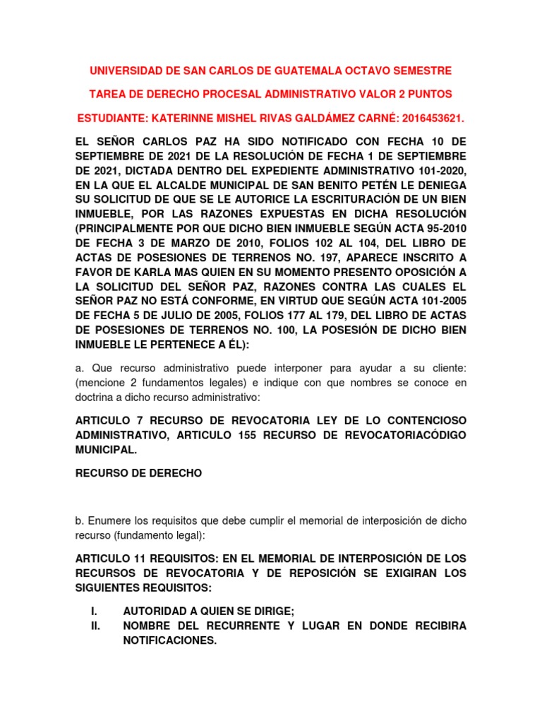 Tarea Octavo Semestre Derecho Usac | PDF | Ley Pública | Gobierno