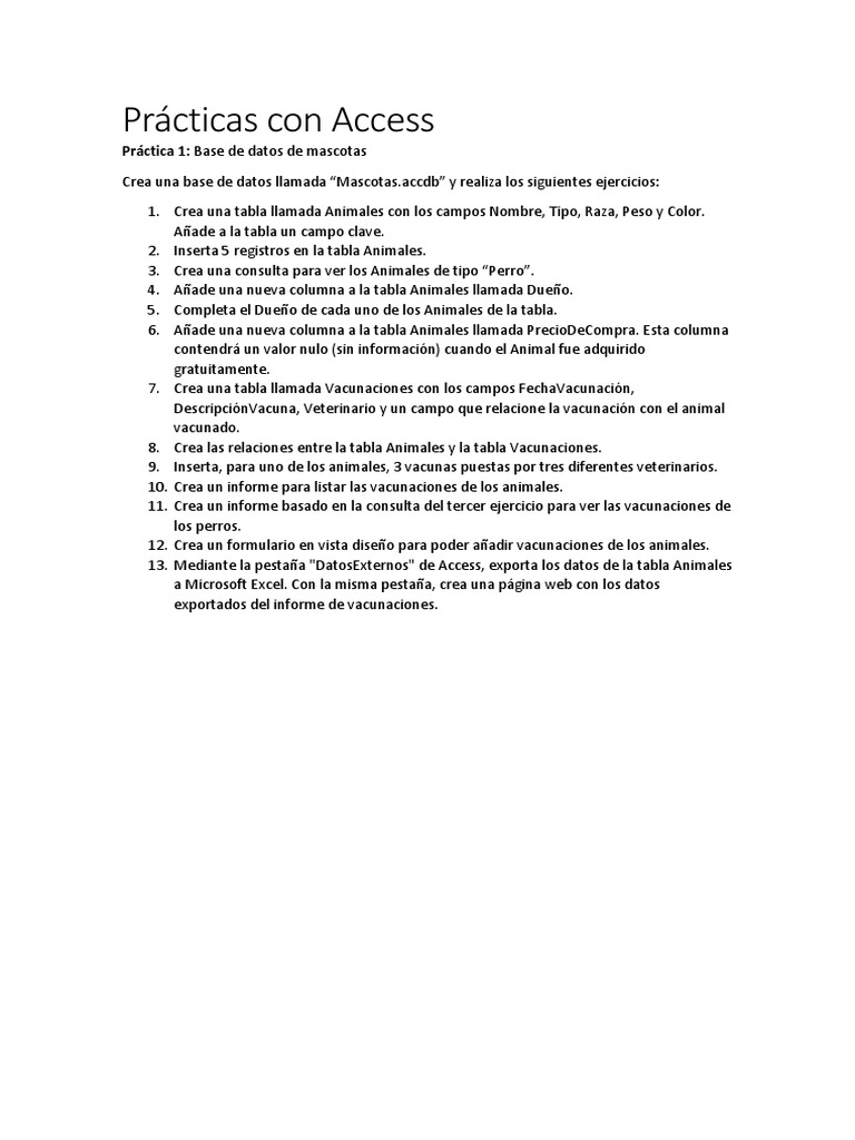 Prácticas Con Access | PDF