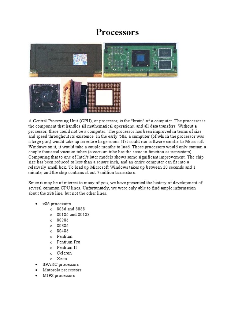 History of CPU Development and Types | PDF | Microprocessor | 64 Bit ...