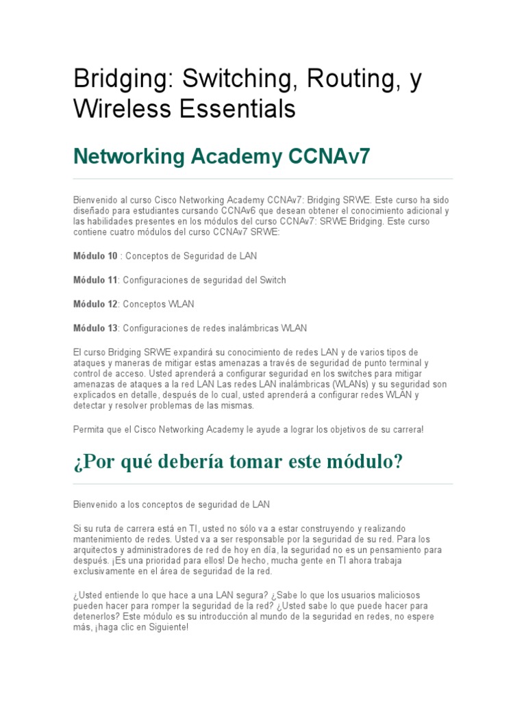 Bridging CCNA7 | PDF | Dirección IP | Autenticación