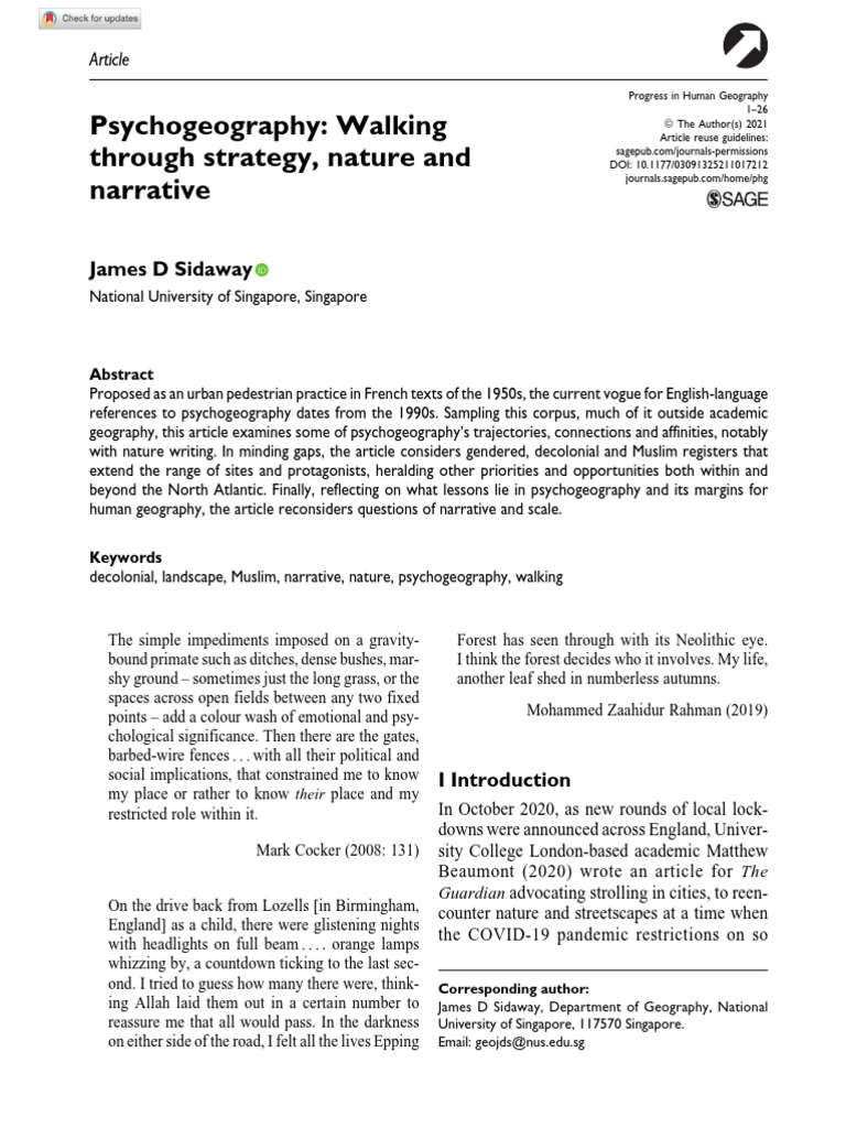 Psychogeography: Walking Through Strategy, Nature and Narrative | PDF ...