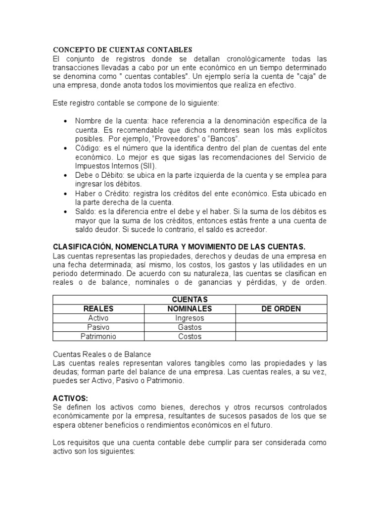 Conceptos básicos de las cuentas contables | PDF | Contabilidad | Servicios financieros