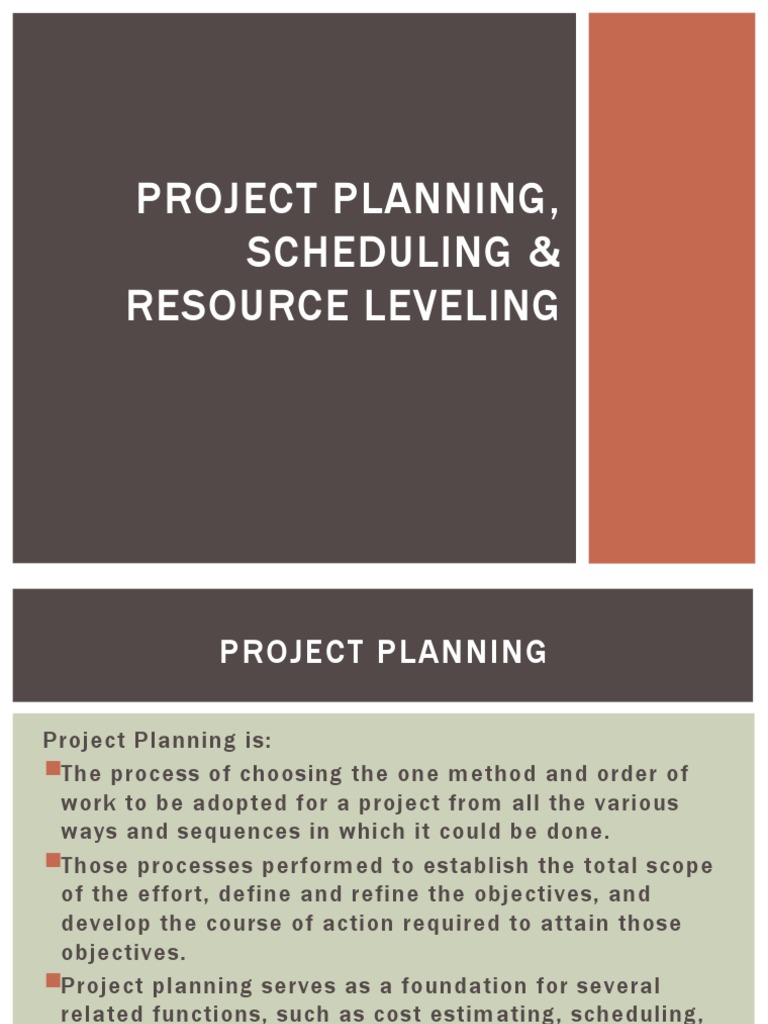 2.1 Project Planning, Scheduling & Resource Leveling | PDF