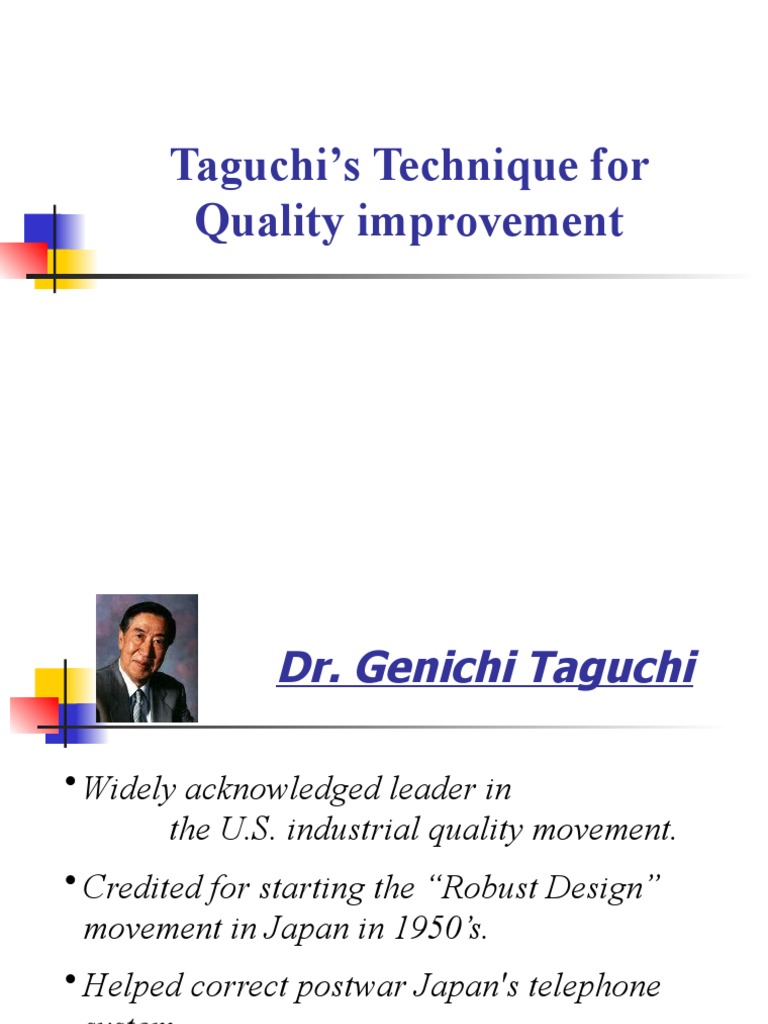 Taguchi Method for Quality Improvement | PDF | Matrix (Mathematics ...