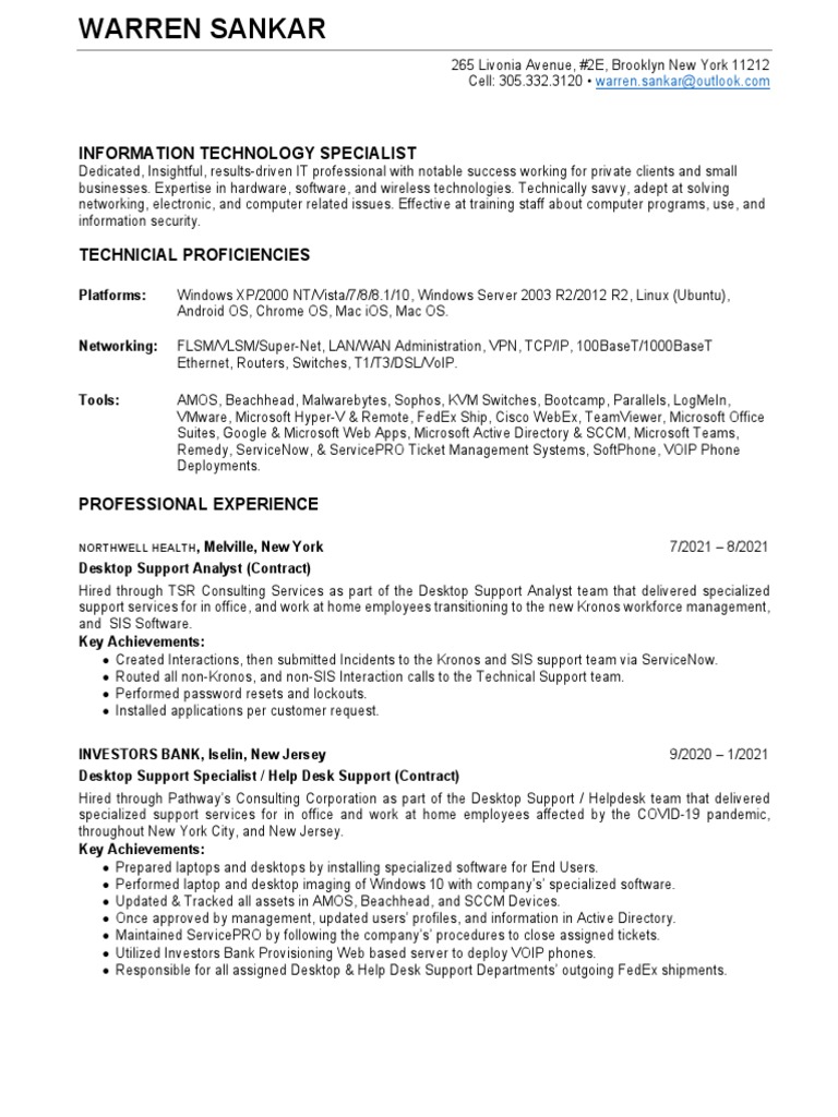 Dice Resume CV Warren Sankar | PDF | Computer Network | Automated ...