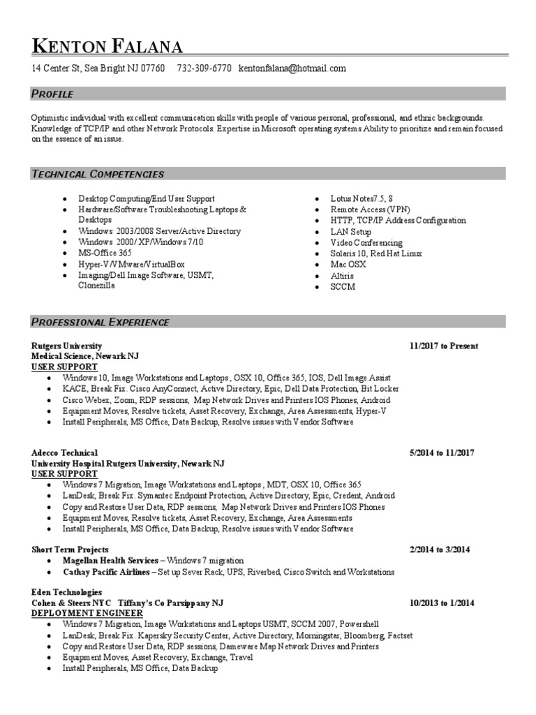 Dice Resume CV Kenton Falana | PDF | Microsoft Windows | Computer Network
