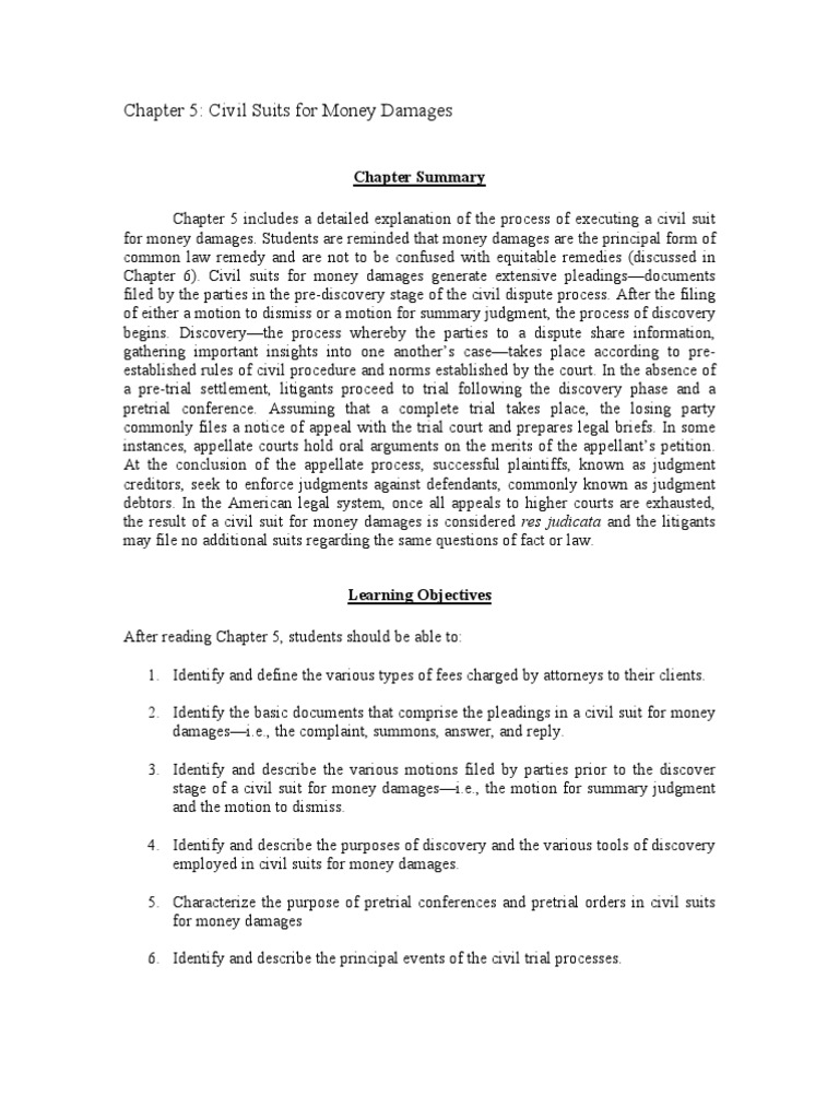 Chapter 5: Civil Suits For Money Damages | Descargar gratis PDF ...