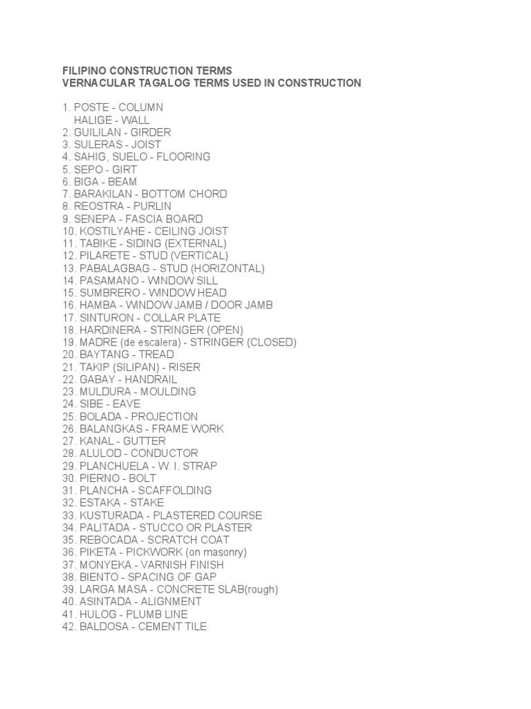 Filipino Vernacular Terms | PDF
