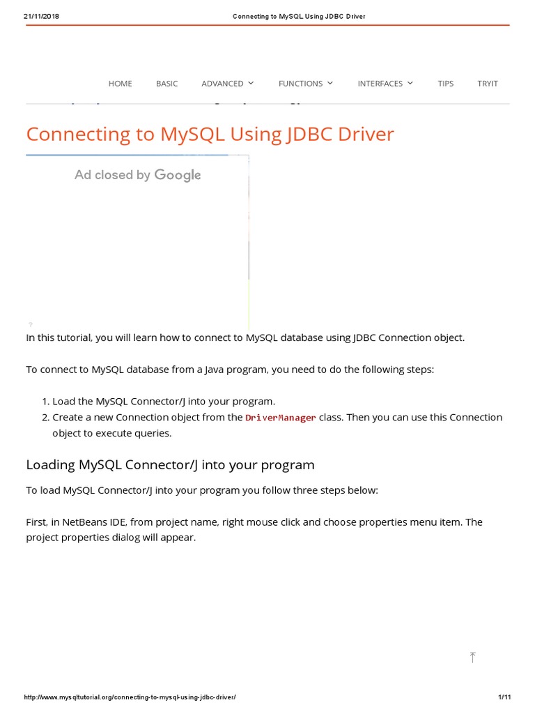 Connecting To MySQL Using JDBC Driver | PDF | My Sql | Databases