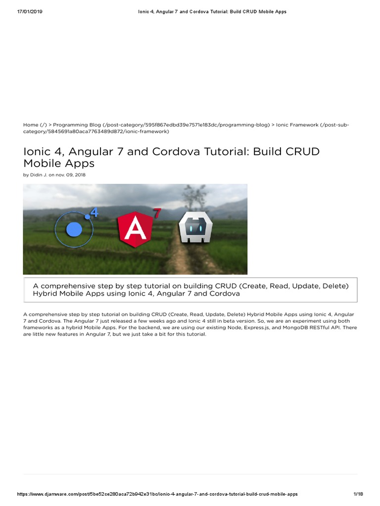 Ionic 4 Angular 7 And Cordova Tutorial Build Crud Mobile Apps Pdf Web Application Software
