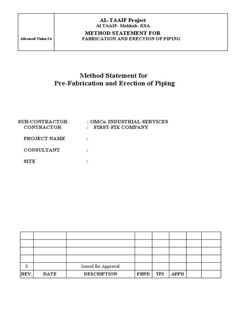Piping Fabrication and Erection Method | PDF | Pipe (Fluid Conveyance ...
