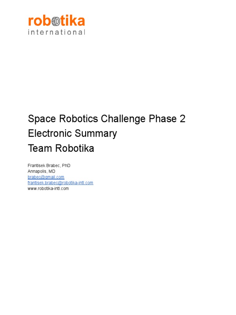 František Brabec A Robotika Na NASA Space Robotics Challenge | PDF ...