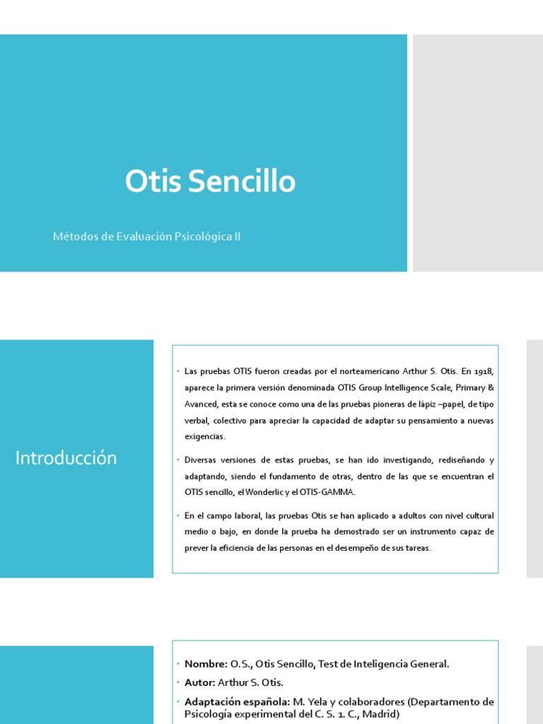 Test de Inteligencia Otis Sencillo | PDF | Inteligencia | Sicología