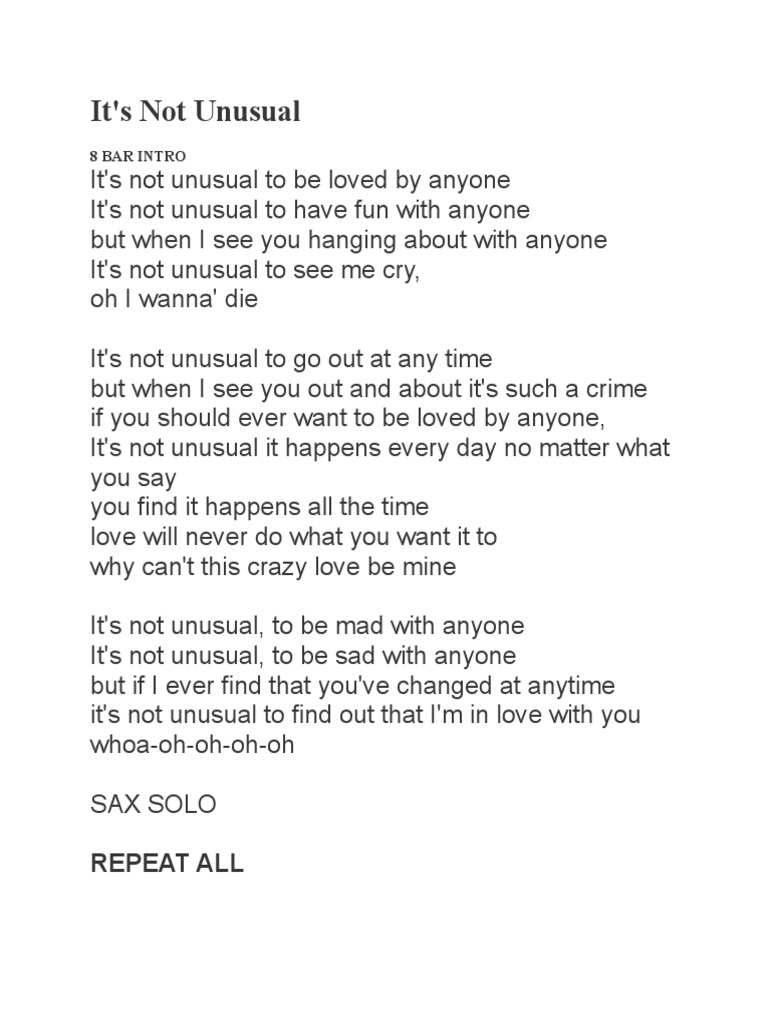 Its Not Unusual Lyrics | PDF