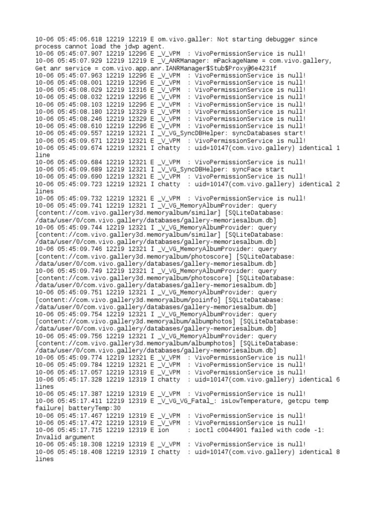 Vivo Gallery Debugging Errors Log | PDF | Directory (Computing) | Data