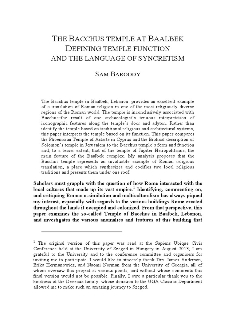 Bacchus Temple: Roman Religious Synthesis | PDF | Temple | Roman Empire