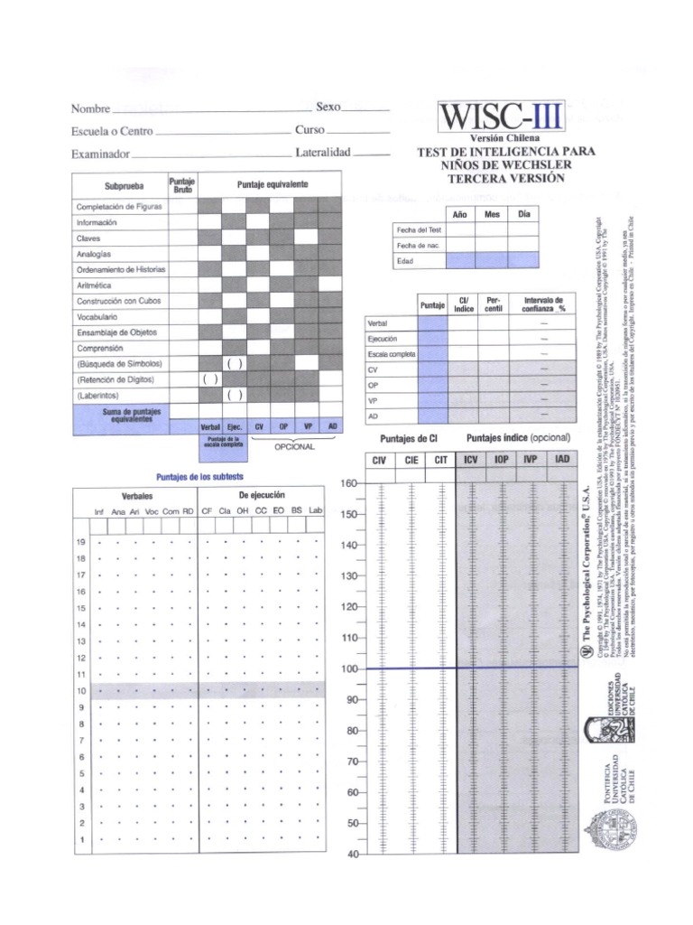 Protocolo WISC III | PDF