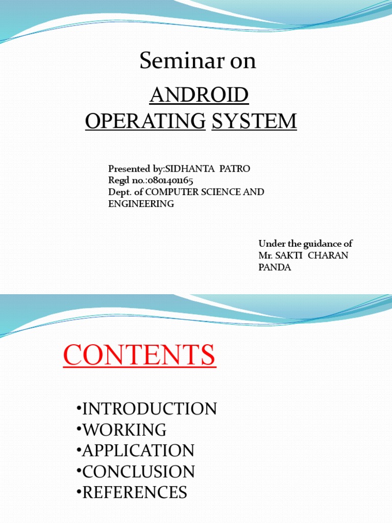 Android Operating System: Seminar On | PDF | Android (Operating System) | Mobile Computers