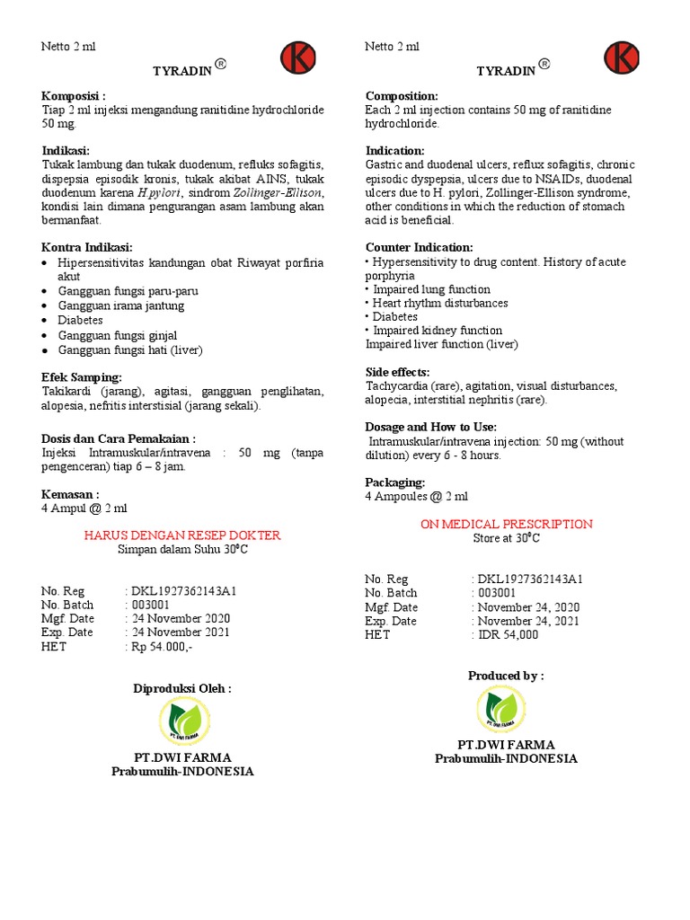 Brosur Injeksi Ranitidin - DWI MELINIA - 08061181823122 | PDF ...