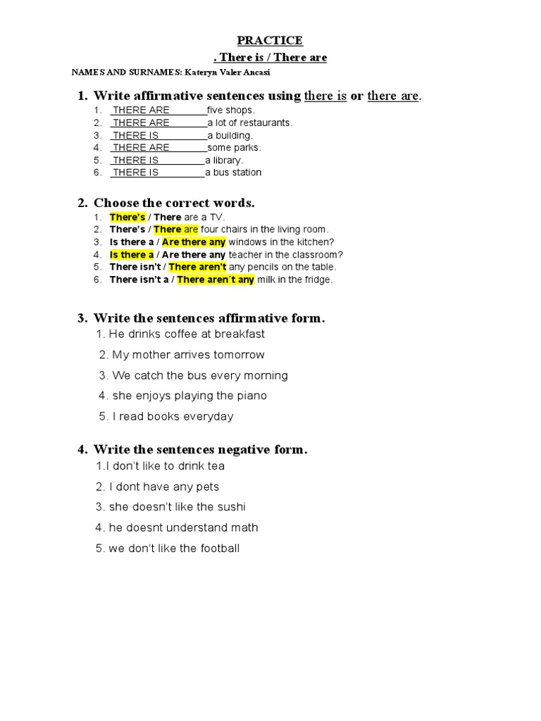 Practice There Is There Are | PDF