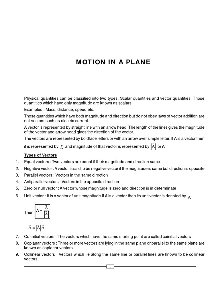 Motion in A Plane | PDF | Acceleration | Euclidean Vector Motion in A Plane | PDF | Acceleration | Euclidean Vector
