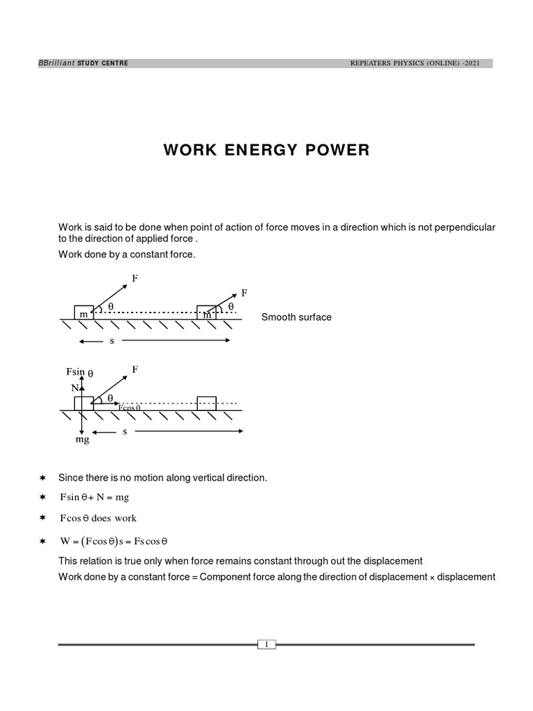Work Energy Power Physics | PDF | Collision | Force