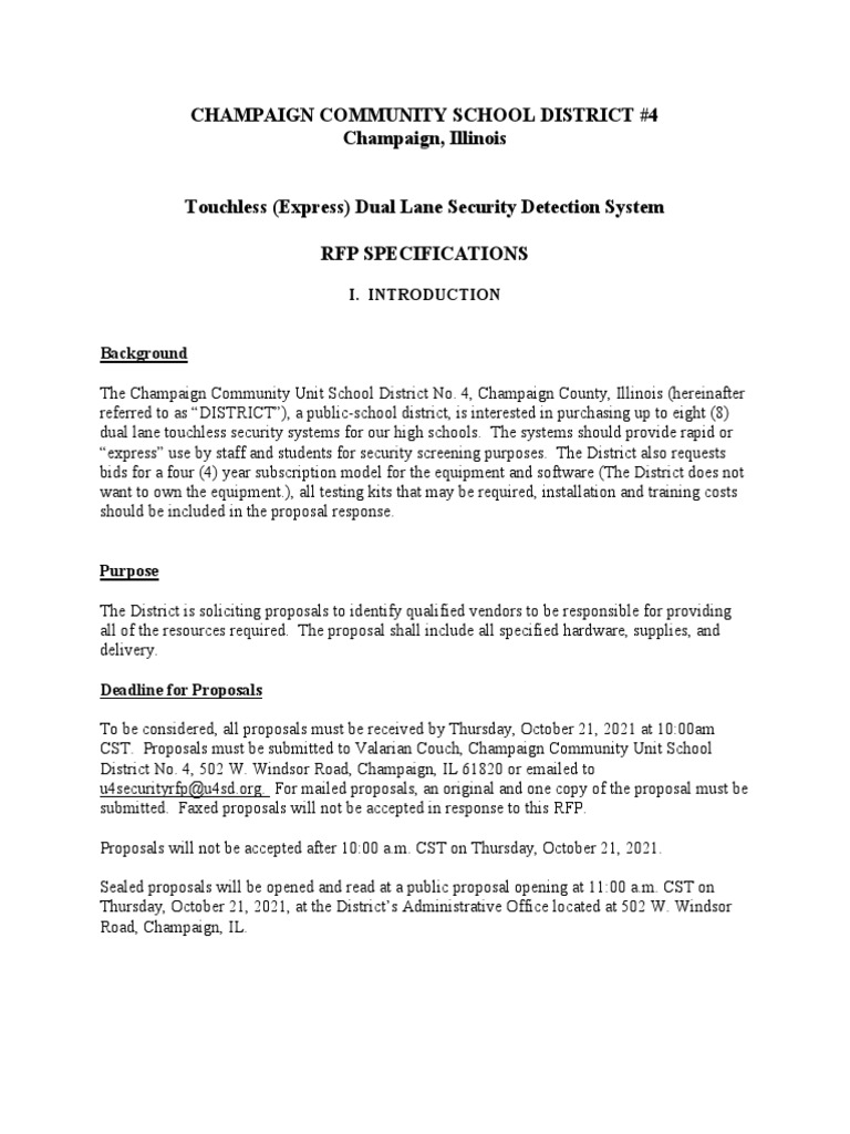 Metal Detector RFP Specifications | PDF | Liability Insurance | Insurance