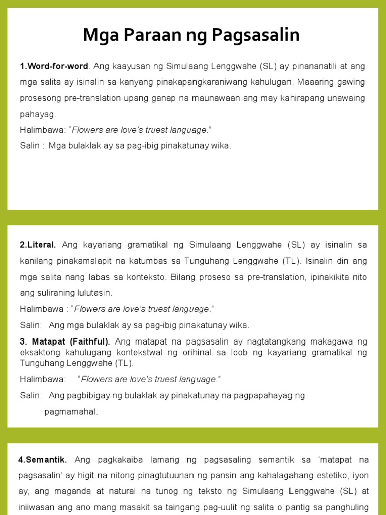 Pagsasalin Lecture 4 | PDF