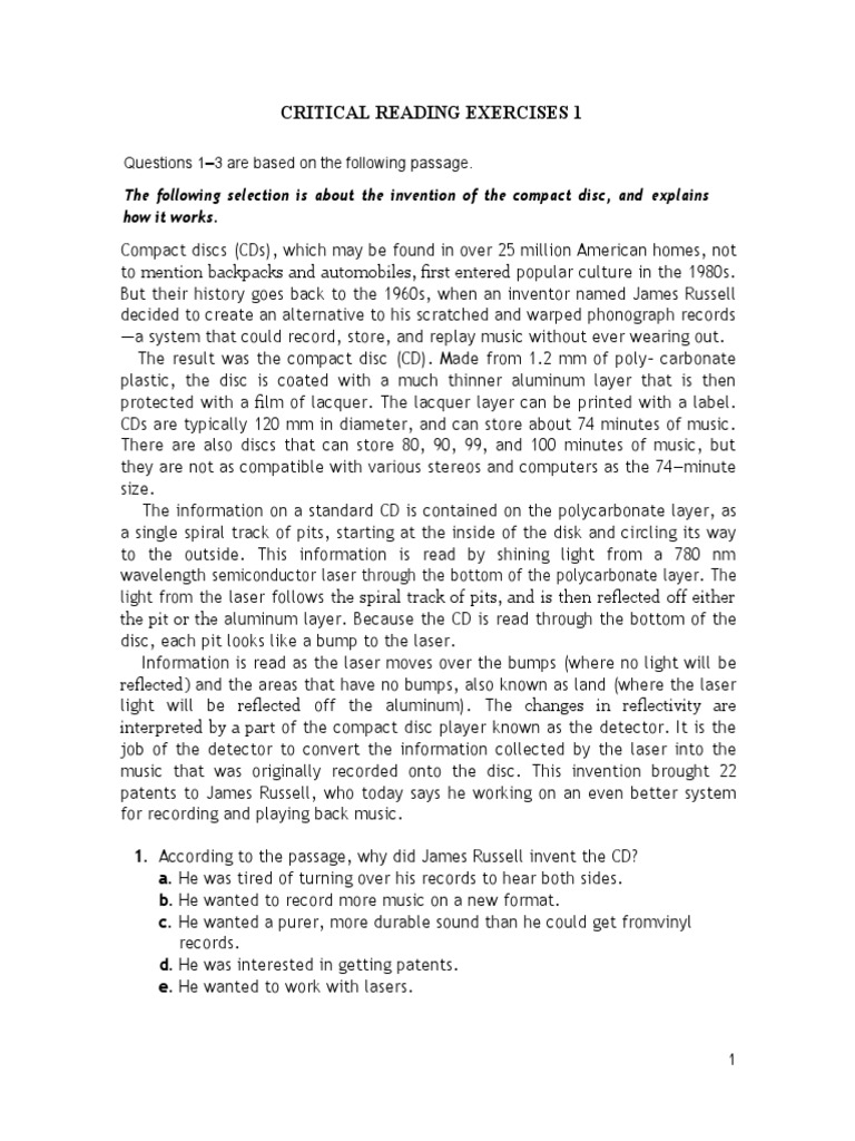 Critical Reading Exercises The 6 Most Important Reading Comprehension