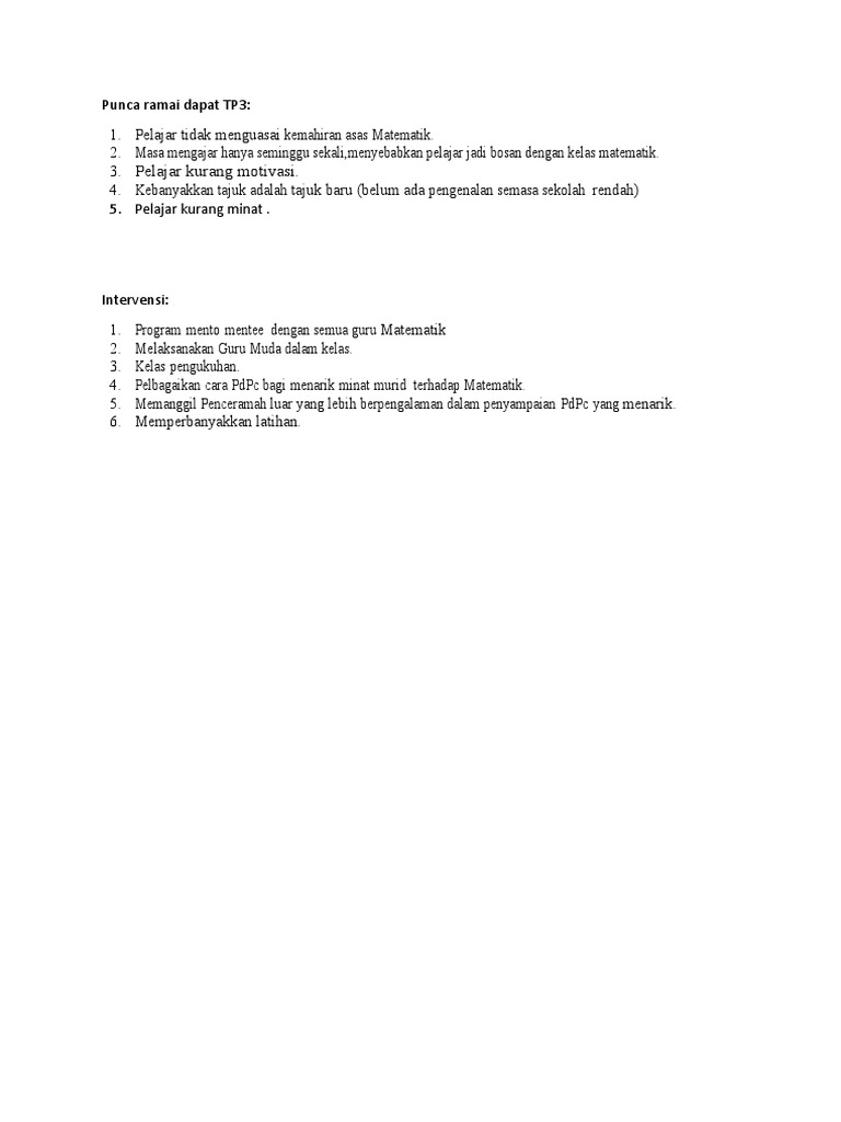 Punca Ramai Dapat TP3 | PDF