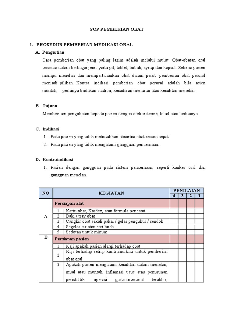 SOP (9) Pemberian Obat | PDF