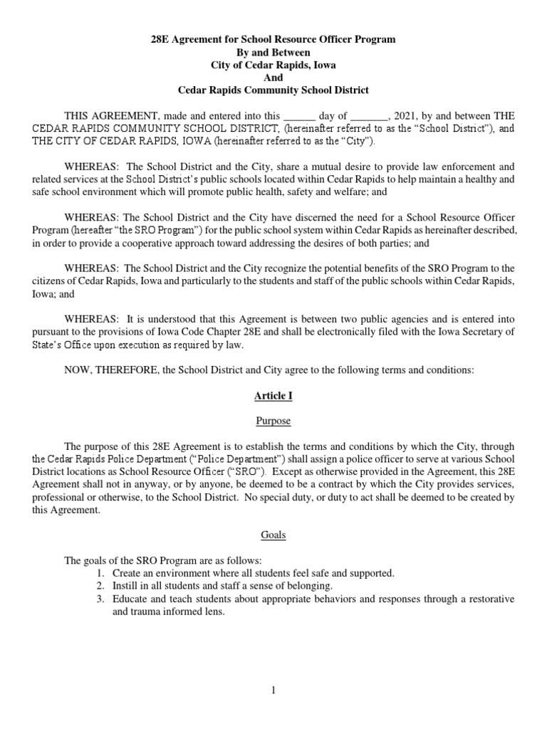 Amended Agreement Between City of Cedar Rapids and CRCSD | Download ...