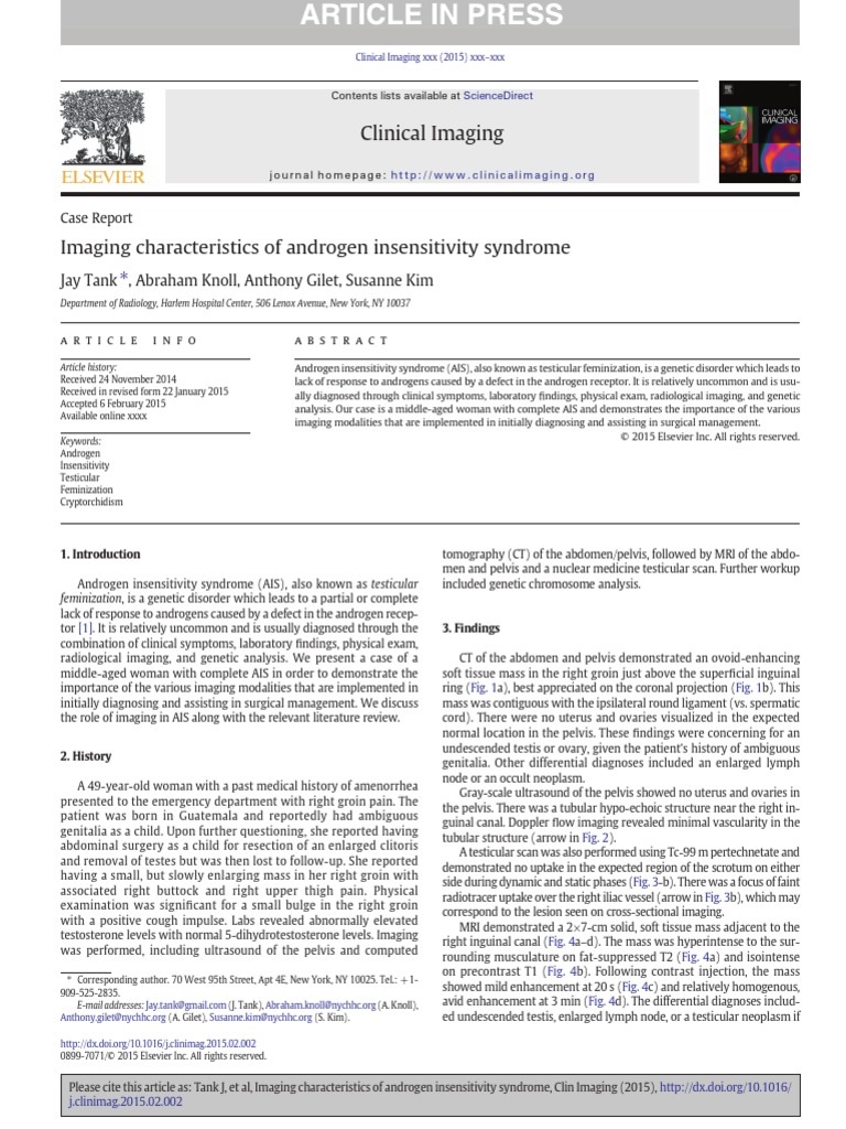 Clinical Imaging: Jay Tank, Abraham Knoll, Anthony Gilet, Susanne Kim ...