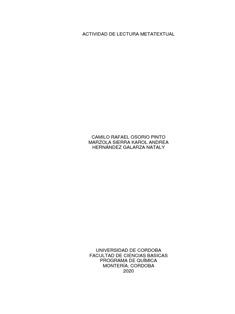 Actividad de Lectura Metatextual | PDF | Cognición