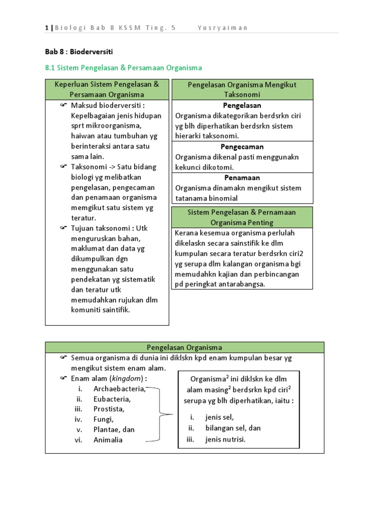 Bab 8 Nota Bio | PDF | Sains & Matematika