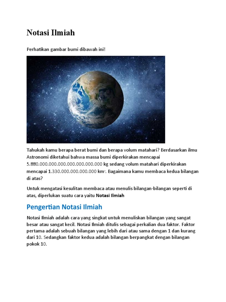 Notasi Ilmiah dan Contoh Penggunaannya | PDF | Metode & Bahan Ajar
