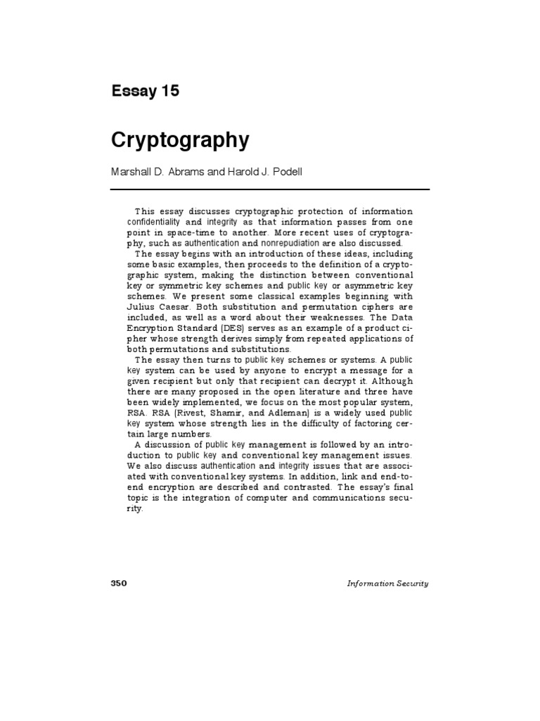 Essay 15 Cryptography | PDF | Computers