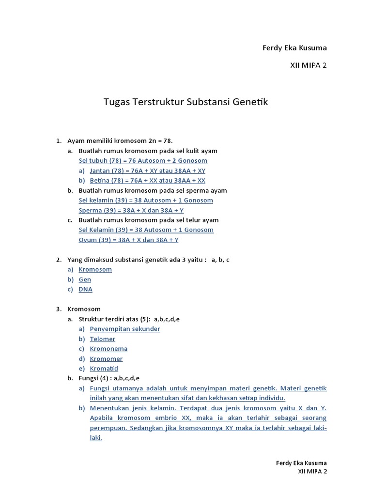 Tugas Terstruktur Substansi Genetik | PDF
