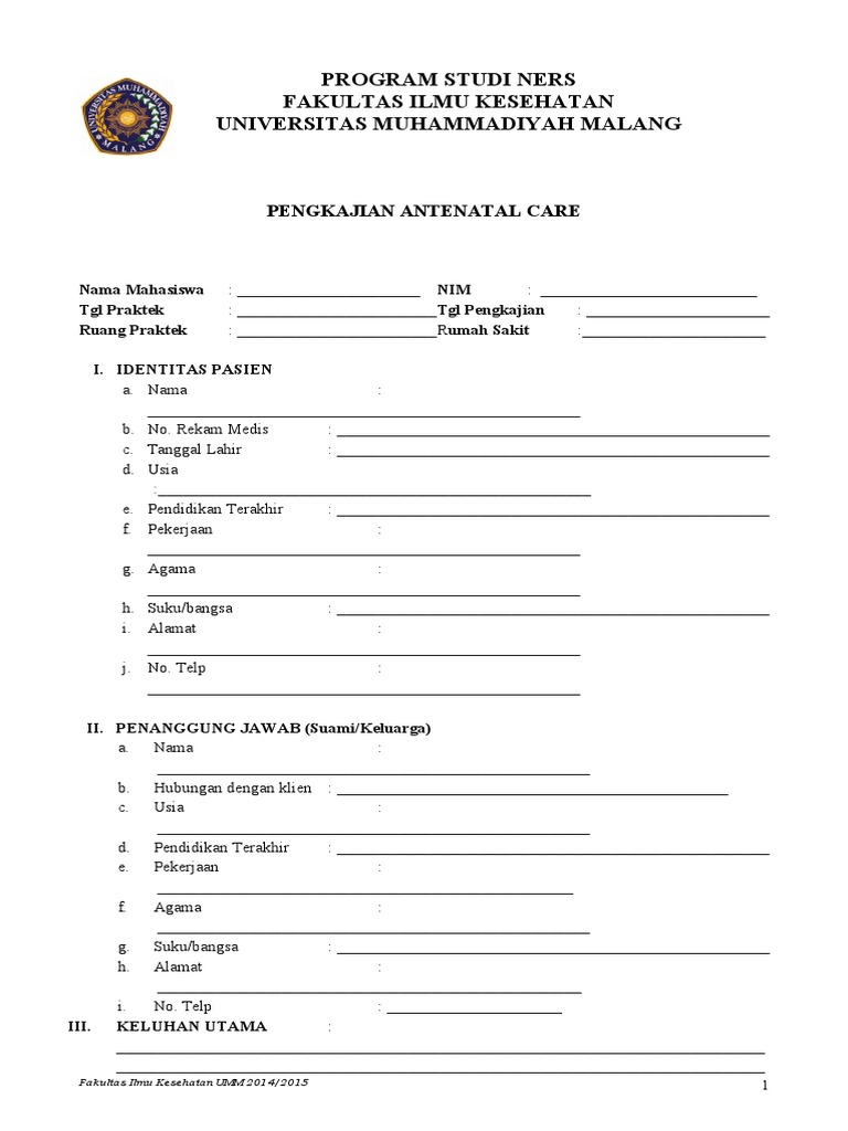 Format Pengkajian ANC | PDF | Kesehatan Holistik