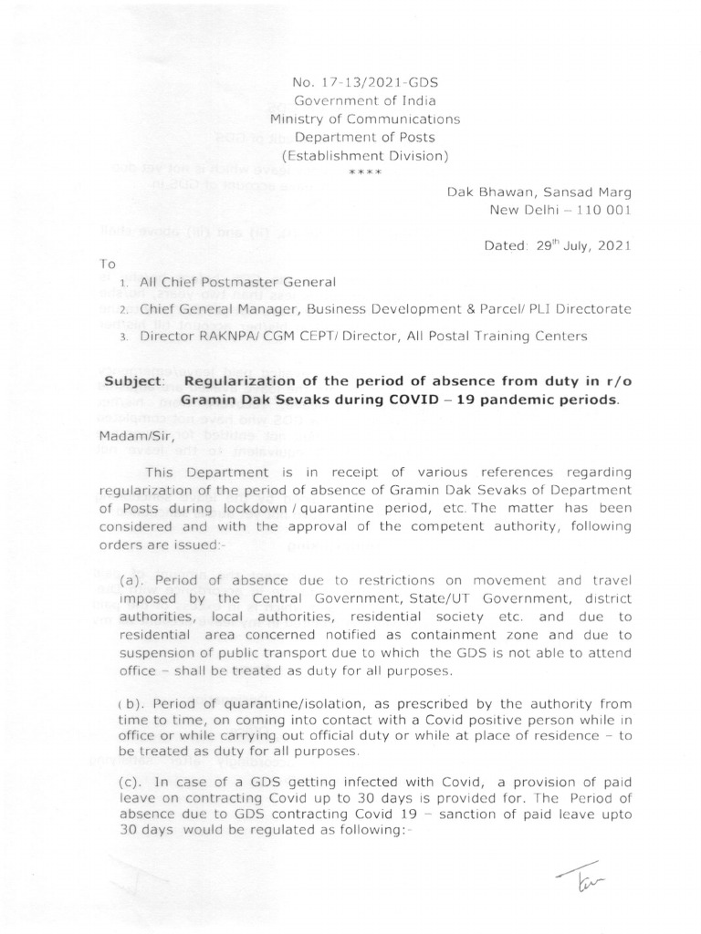 Gds Leave Covid07292021175835 | PDF | Biological Globalization ...