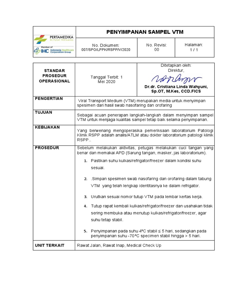 Sop Penyimpanan VTM | PDF | Sains & Matematika