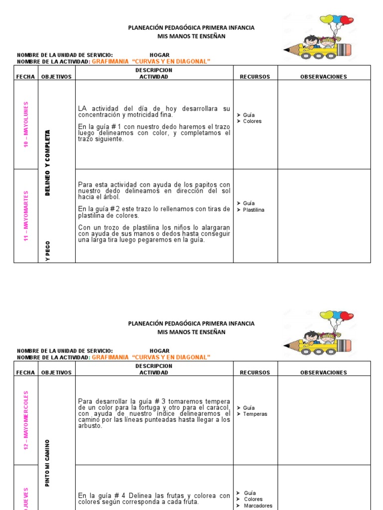 Actividades de Grafomotricidad Infantil | PDF