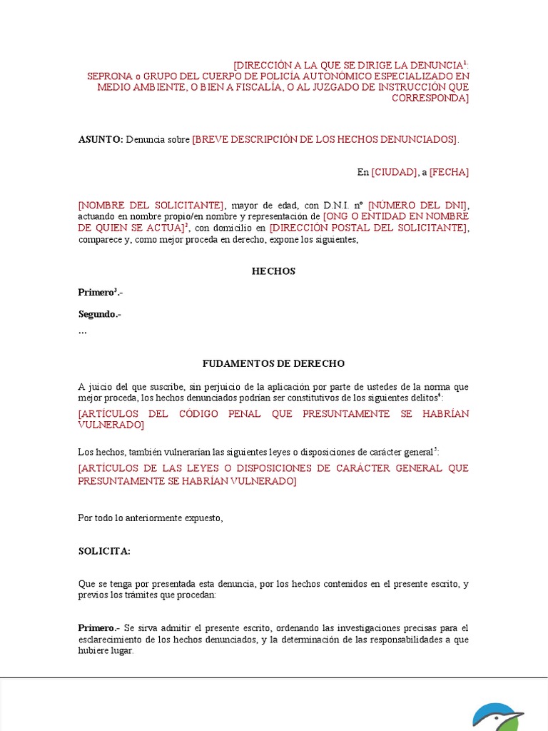 Modelo de Denuncia Penal | PDF | Justicia | Crimen y violencia